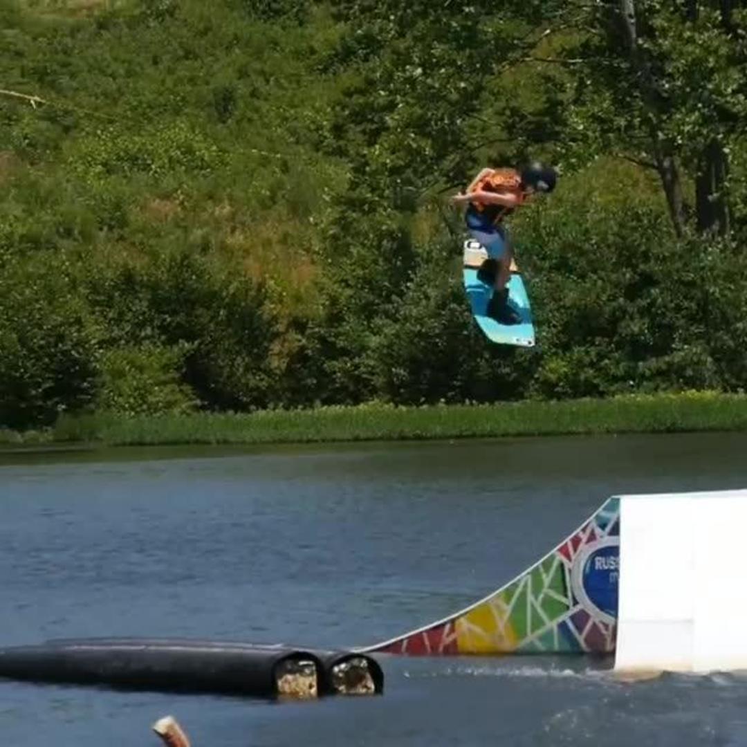 Kid Backrolls Expertly While Wakeboarding at Cable Park | Jukin Licensing