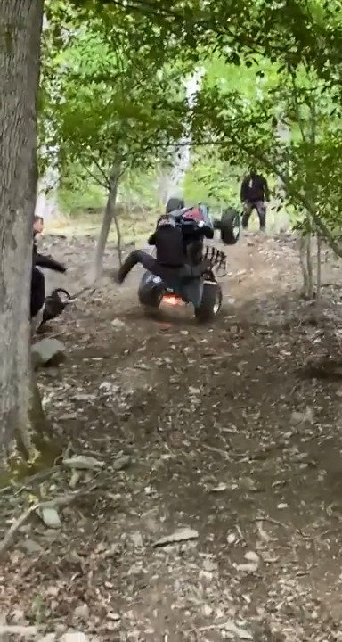Guy Gets Thrown off Quad Bike as It Loses Drive and Tumbles Down Hill ...