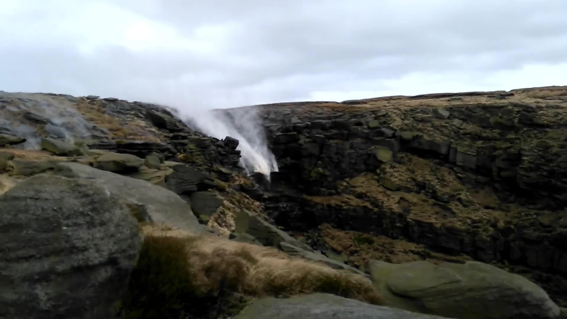 Waterfall Reversed by High Speed Winds | Jukin Licensing