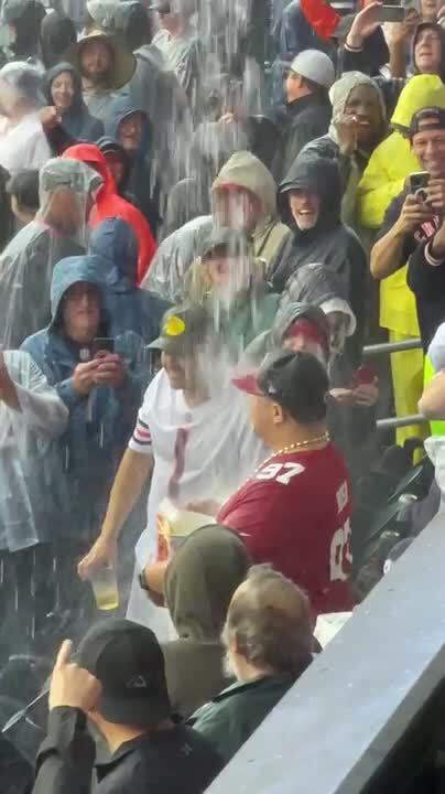 Fan Gets Heavily Drenched as Stadium Roof Gushes Out Rain Water | Jukin ...