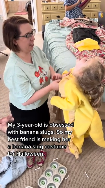 Toddler Gets Excited While Her Mom's Best Friend Makes Her Banana Slug ...