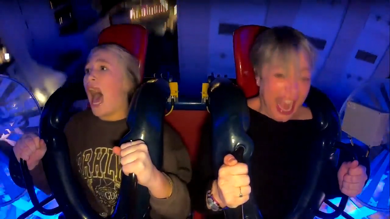 Duo of Mom and Daughter React Hilariously While Experiencing Slingshot ...