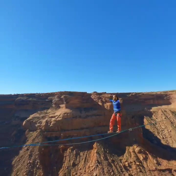 Person Goes Slacklining in Utah Desert | Jukin Licensing