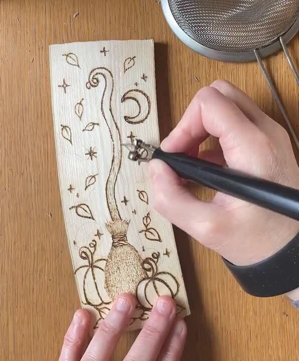 Talented Artist Draws an Autumn Themed Picture Using a Pyrography Pen ...