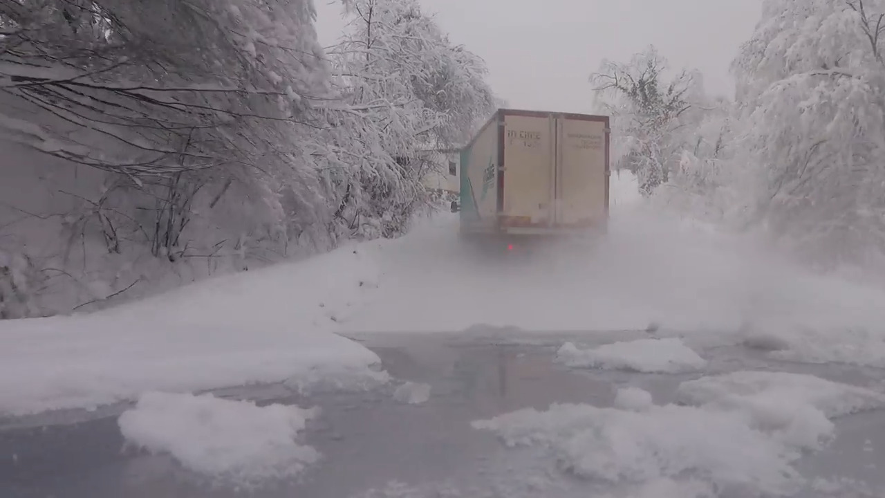 Semi Truck Drifting on Winter Roads | Jukin Licensing