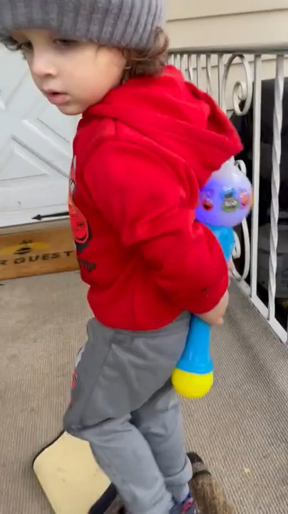 Little Kid Tries to Sneak in Toy Behind His Back by Lying to His Mother ...