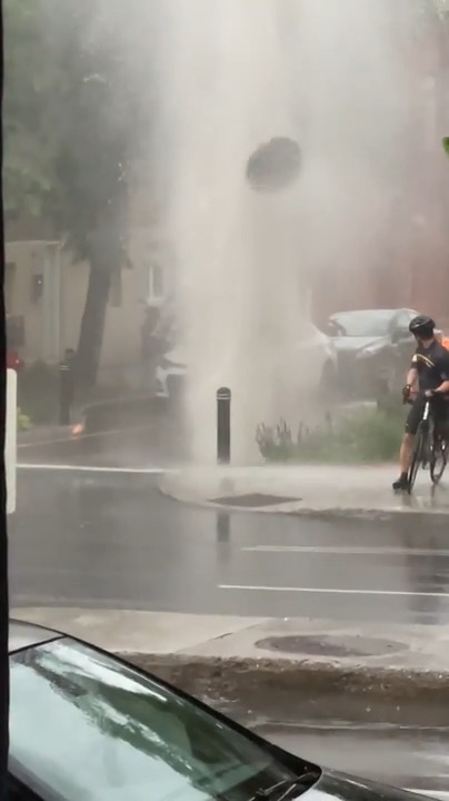 Guy Almost Gets Hit by Lid of Exploding Manhole | Jukin Licensing