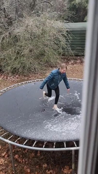 Girl Trips and Falls While She Repeatedly Tries to Jump on Frozen ...