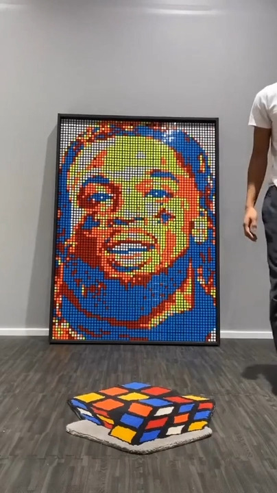 Man Creates Portrait of Famous Footballer With Multiple Rubik's Cubes ...