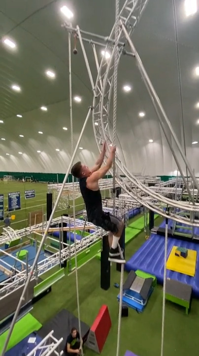 Man Looses Grip on Rope and Slides Down While Doing Rope Climbing ...