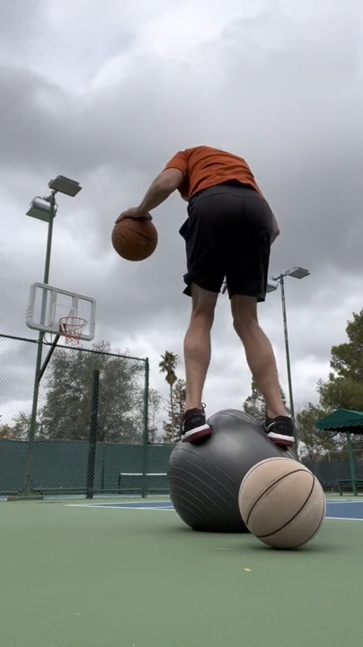 Guy Hops From Basketball to Stability Ball and Scores Basket. | Jukin ...