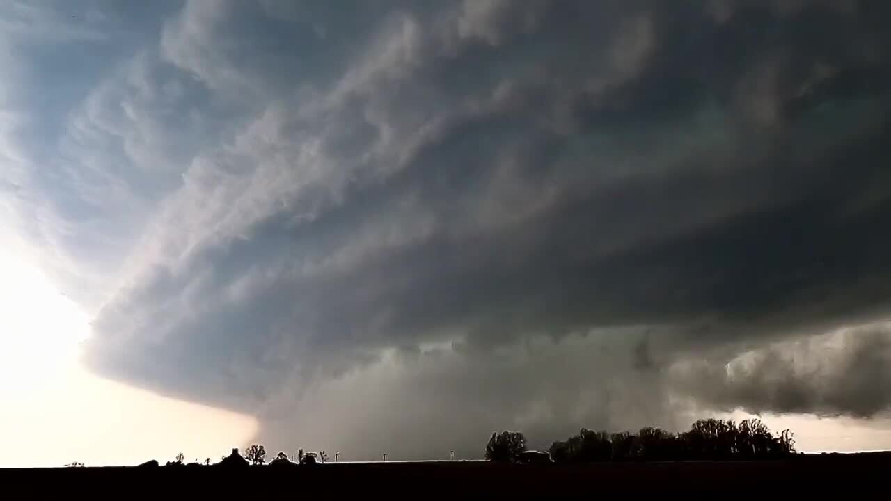Supercell Forms With Tornadoes in Northeast of Industry, Illinois ...