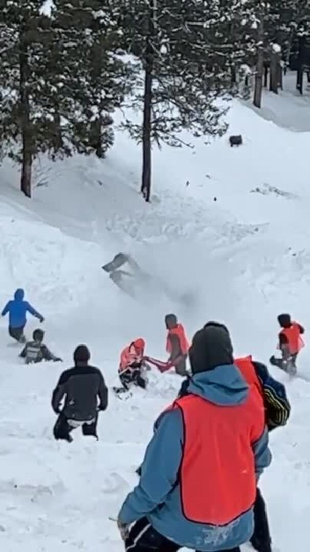 Snowmobile Goes Out of Control and Rolls Downhill After Hitting Person ...