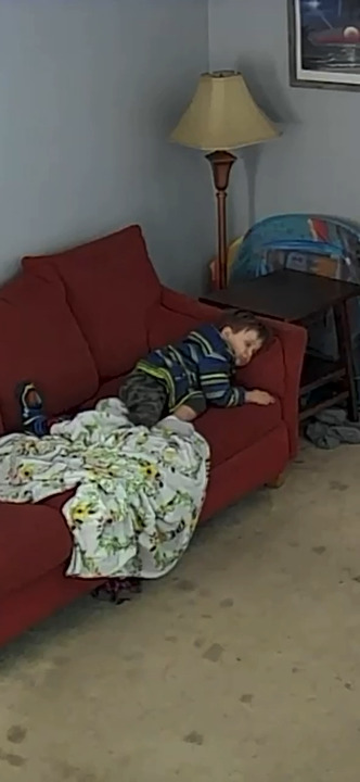 Little Boy Falls Off Couch as He Tries to Roll Over While Sleeping ...