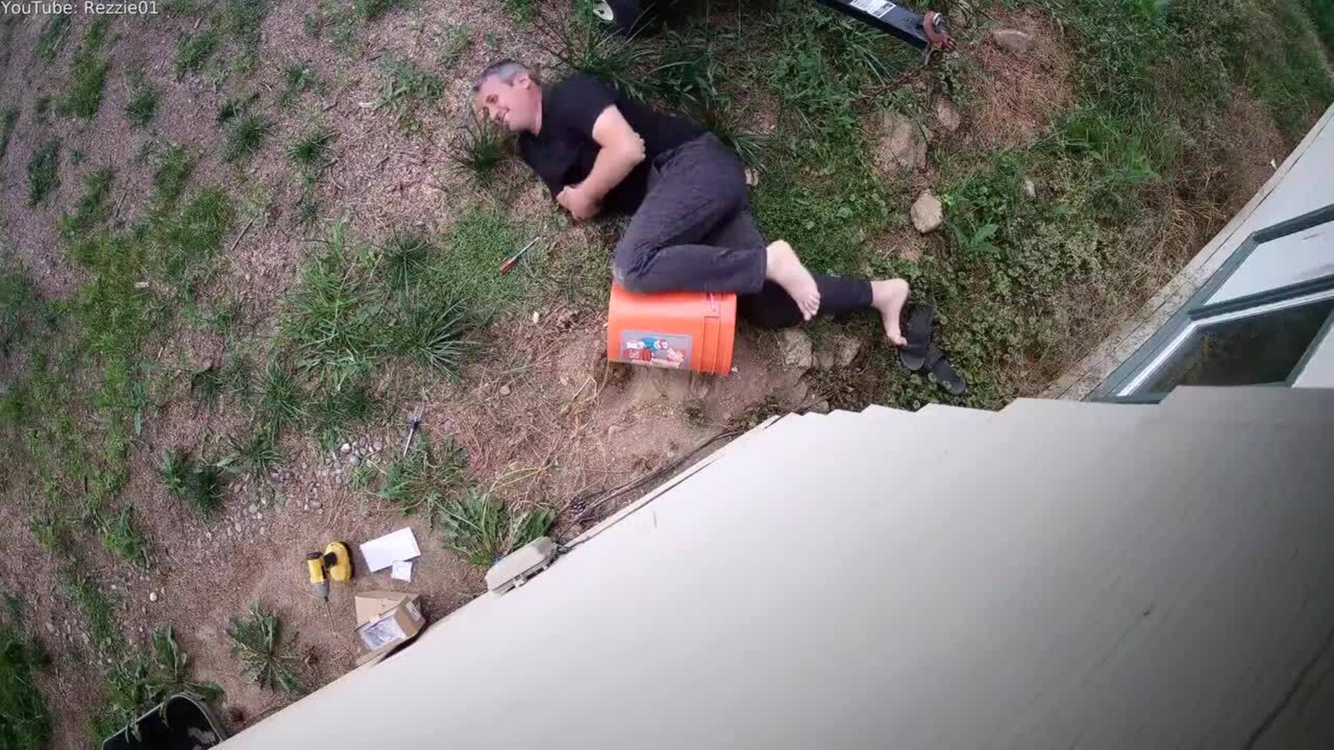 Guy Standing Atop Bucket Falls off and Hits His Chest on it | Jukin ...