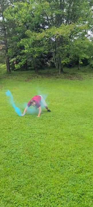 Dad-To-Be Slips and Ruins Gender Reveal by Accidentally Breaking Blue Colored Bomb | Jukin Licensing