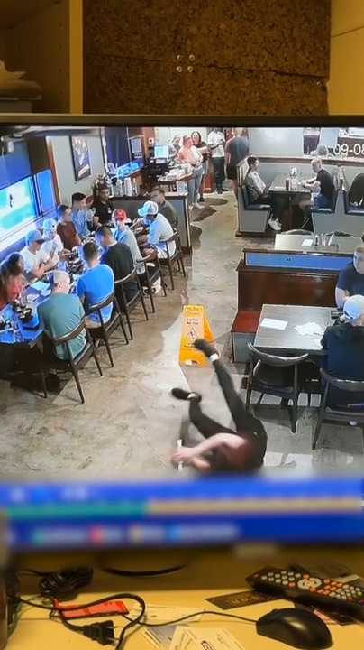 Server Slips on Spilled Water and Falls in Middle of Restaurant | Jukin ...