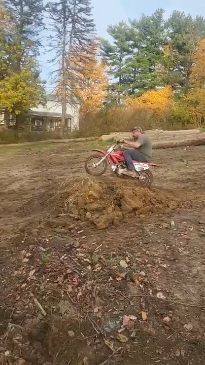 Guy Riding Mini Dirt Bike Crashes on Back After Jumping Off Dirt Ramp ...