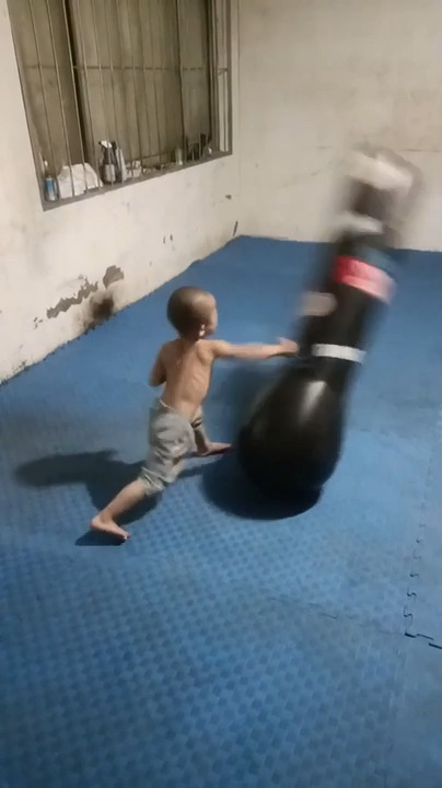 Young Boxing Prodigy Showcases Impressive Boxing Skills on Punching Bag ...