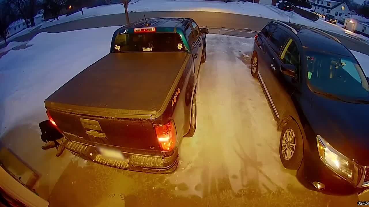Person Slips and Falls on Black Ice in Their Driveway in Wisconsin, USA ...