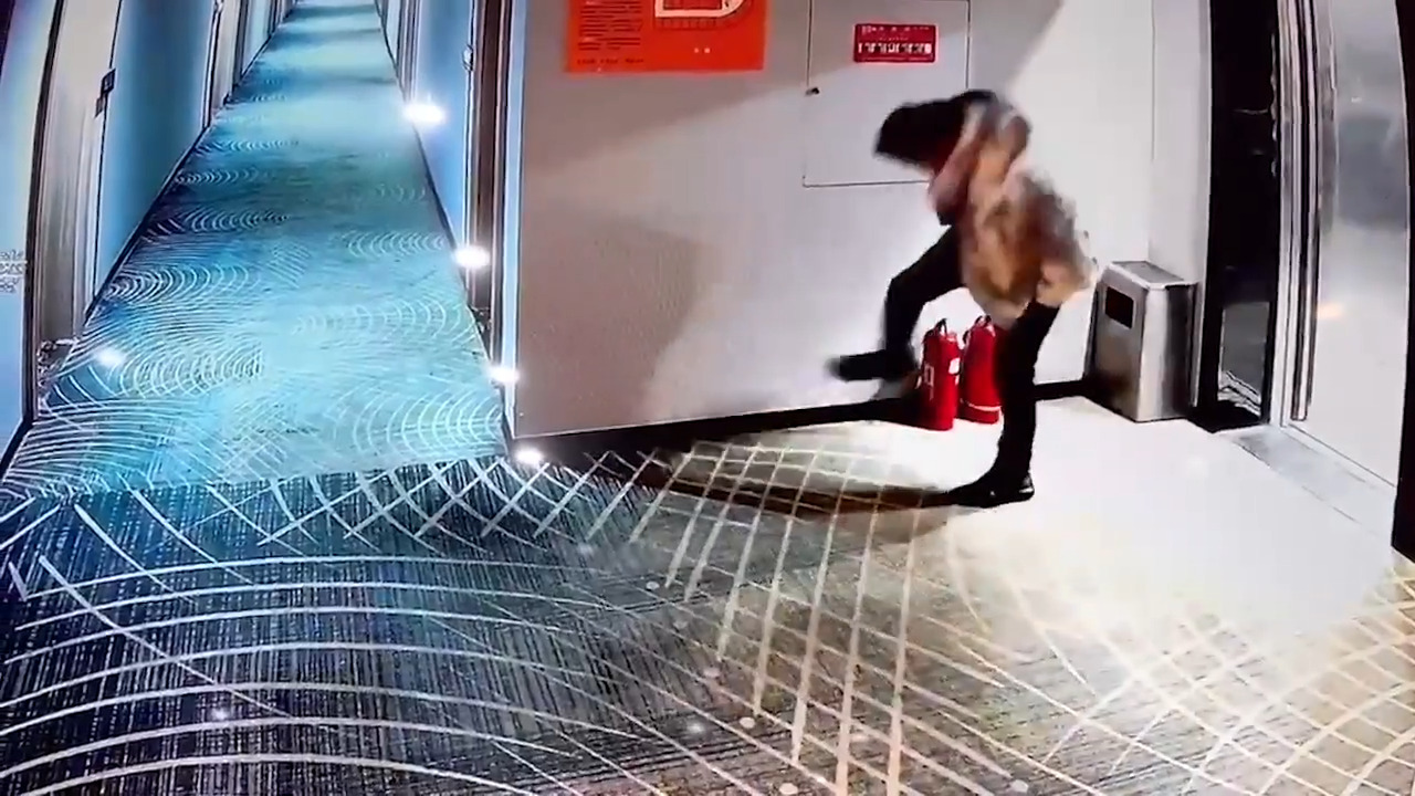 Drunk Man Crashes Into Wall After Kicking Fire Extinguisher Can | Jukin ...