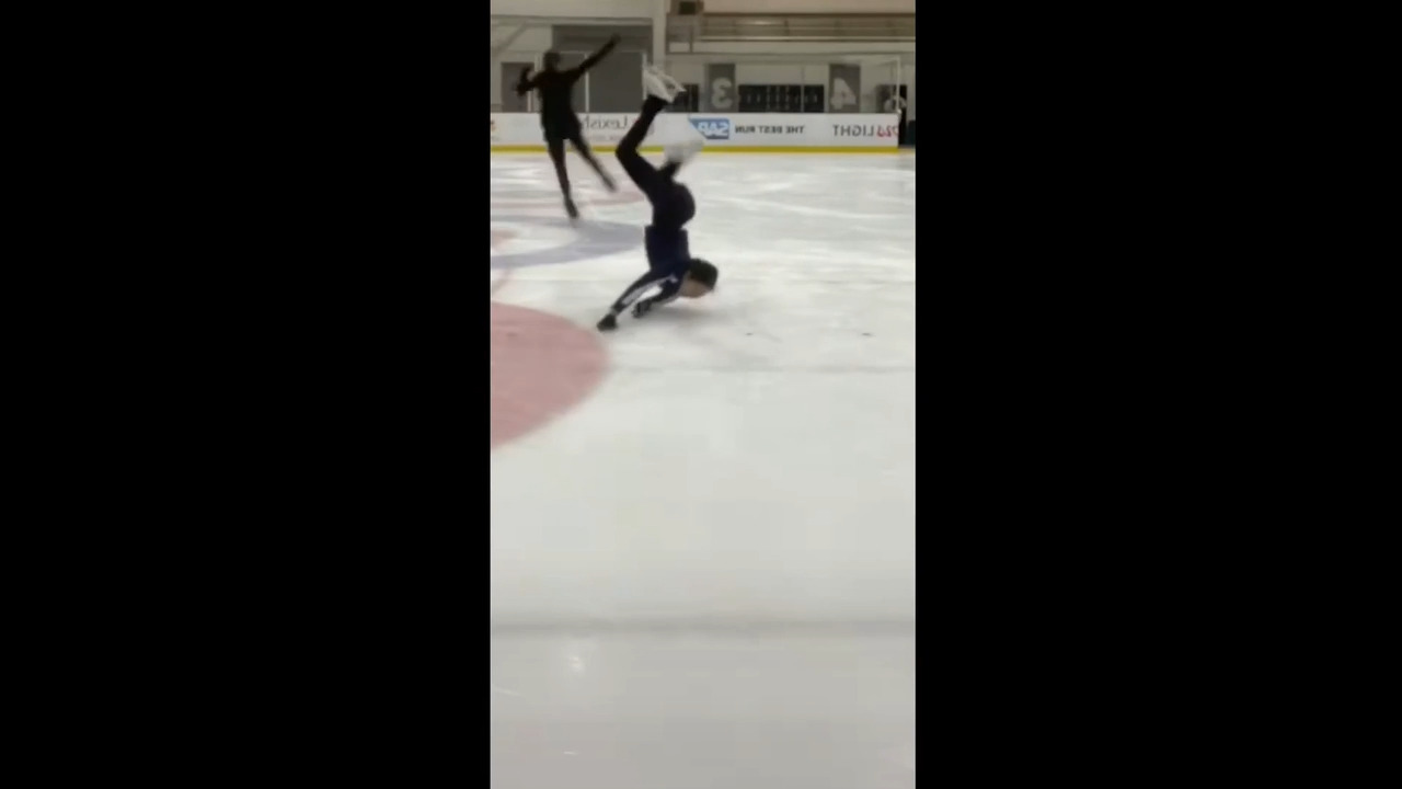 Ice Skater Falls Multiple Times While Attempting Different Tricks ...