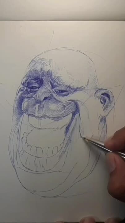 Talented Ballpoint Pen Artist Draws 3D Cartoon Laughing Face | Jukin ...