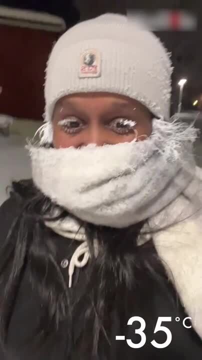Gir's Eyelashes Freeze in Extreme Cold Weather in Sweden | Jukin Licensing
