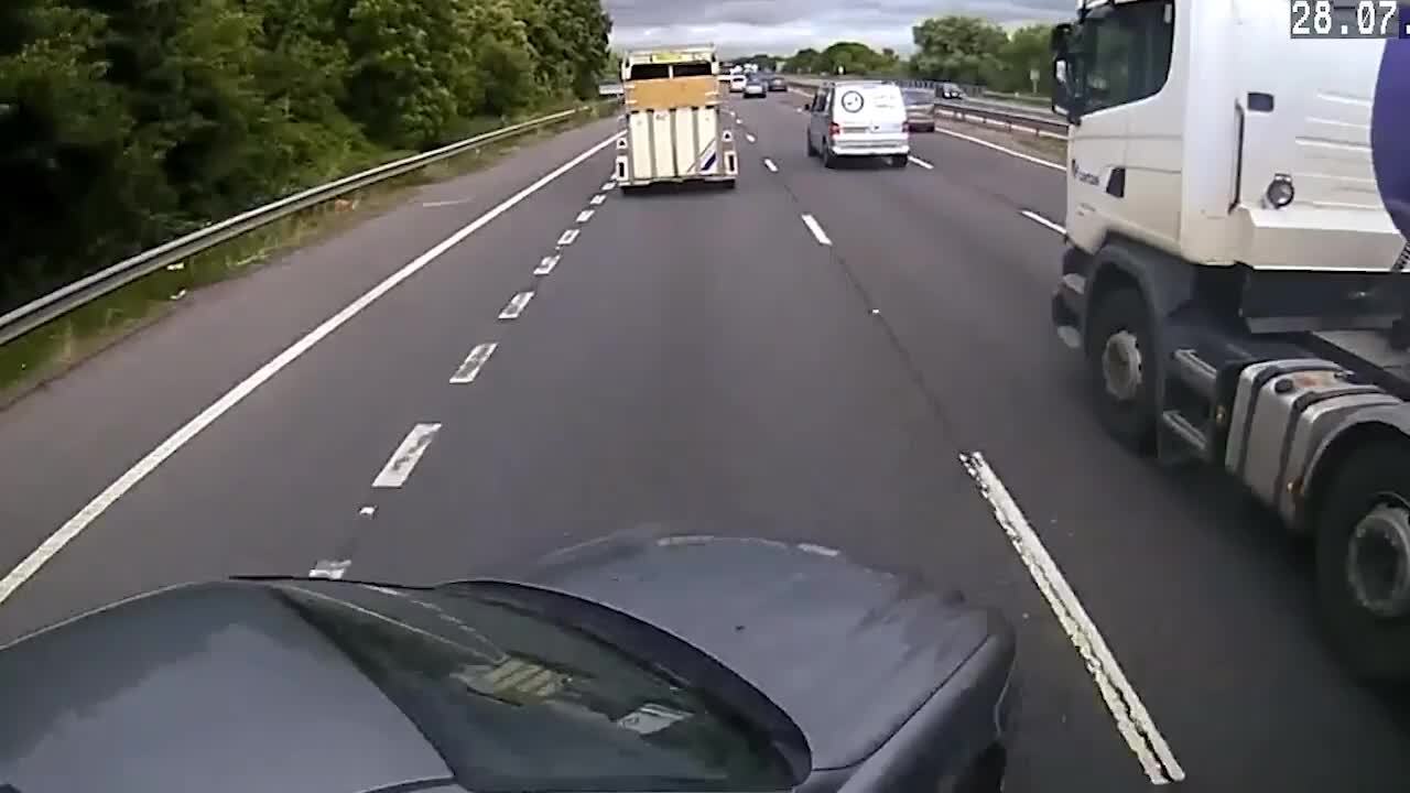 Car Gets Sideswiped by Truck While Trying to Merge Onto Highway | Jukin ...