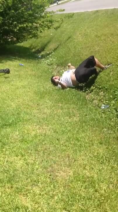 Man Falls Into Bushes While Riding Tiny Cycle Across Road | Jukin Licensing