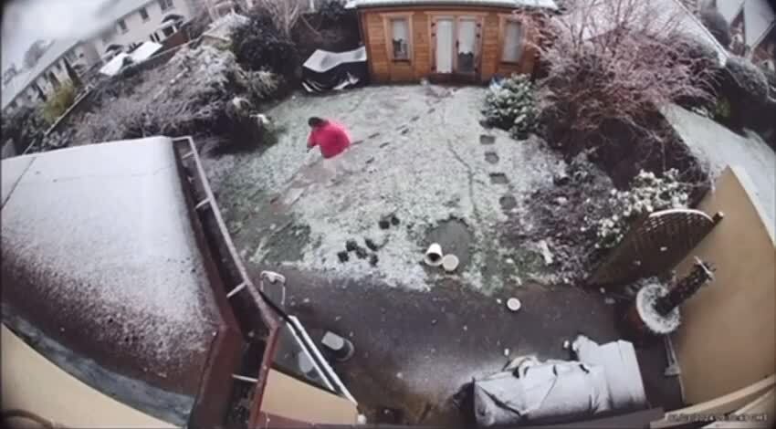 Woman Loses Footing on Snow While Rushing to Toilet Early Morning in ...