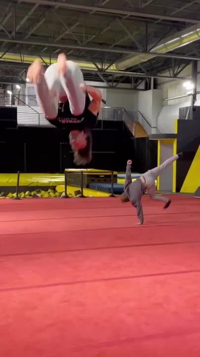 Duo Perform Tumbling Trick on Sprung Track | Jukin Licensing
