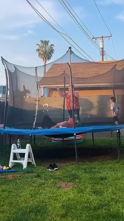 Woman Flips Over And Lands on Her Face on Trampoline While Babysitting ...