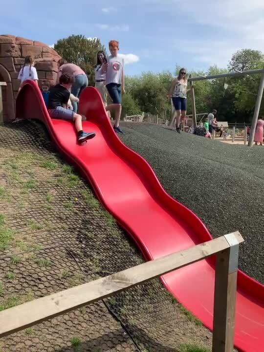 Dog Falls Off Playground Slide While Sliding Down With Kid | Jukin ...