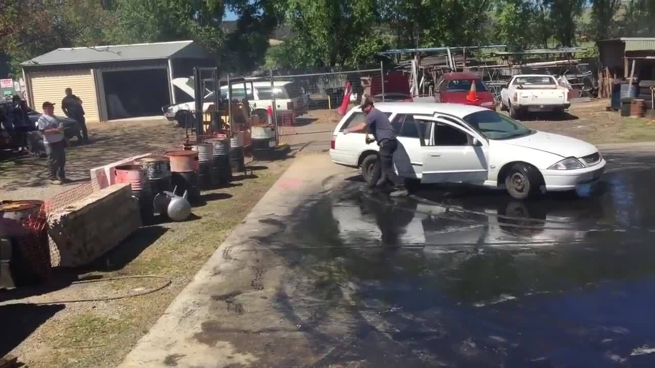 Fuel Tank Smashes Out of Rear Windshield When Man Tries to Perform ...
