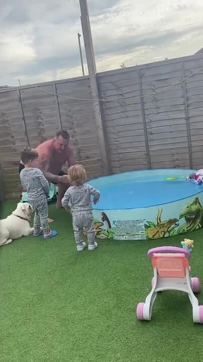 Children Gets Scared and Cry as Man Jumps Into Kiddie Pool and Causes a ...