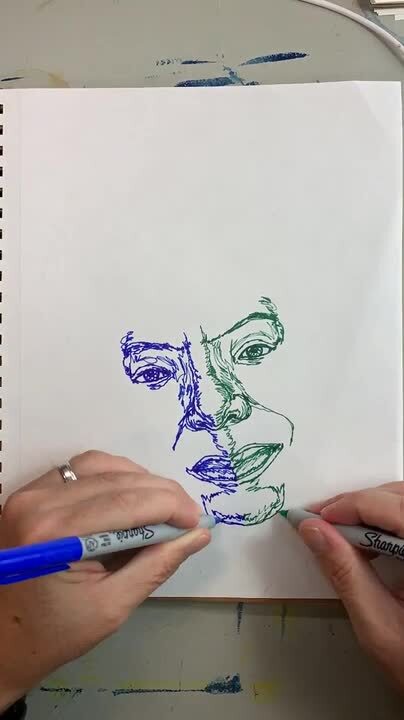 Timelapse of Ambidextrous Artist Drawing Portrait of Woman | Jukin ...