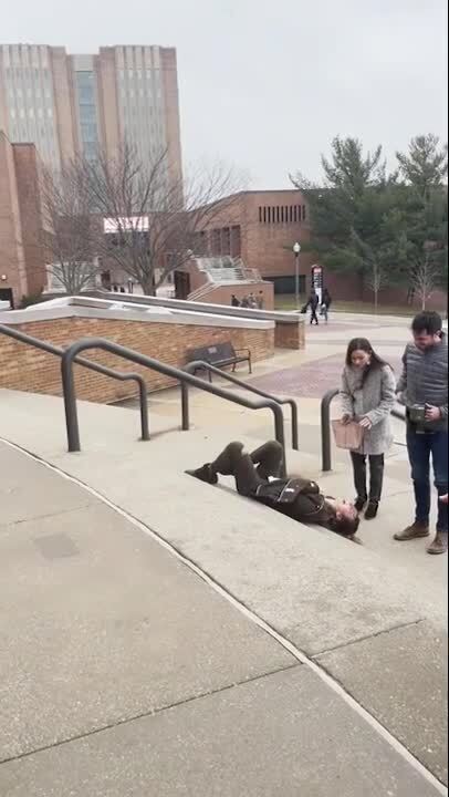 Woman Falls on Stairs After Chest Bumping Brother | Jukin Licensing