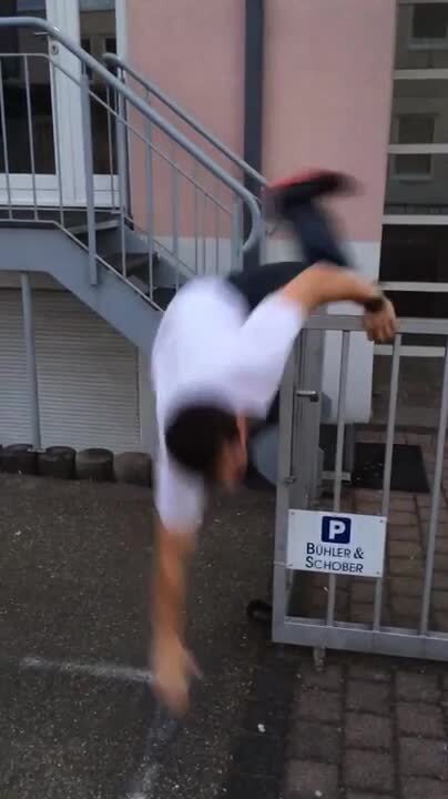 Guy Falls Miserably While Jumping Over Railing | Jukin Licensing
