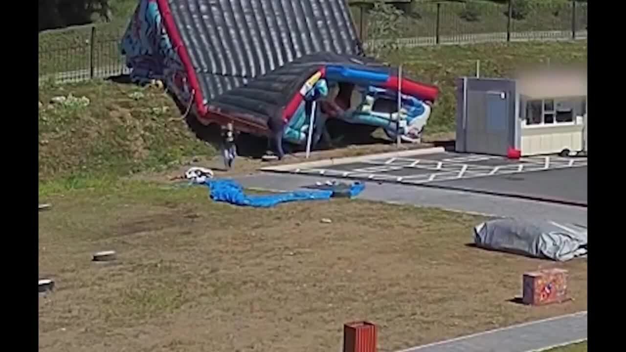 Bouncing Castle Ride Overturns With kids Still Inside | Jukin Licensing