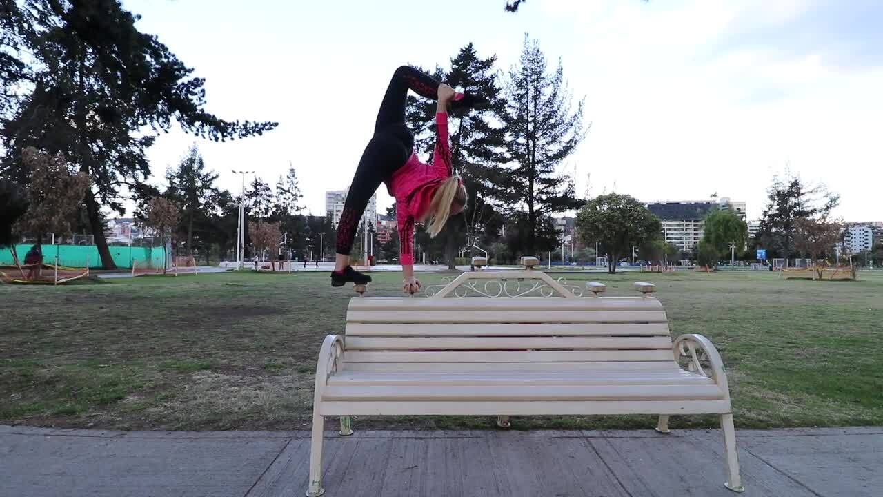 Flexible Girl Does Handstand on Bench | Jukin Licensing