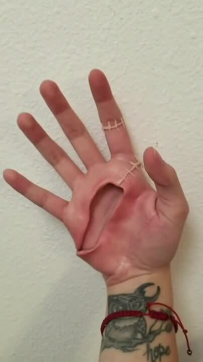 Person Does SFX Makeup on Hand to Make it Look Stitched | Jukin Licensing