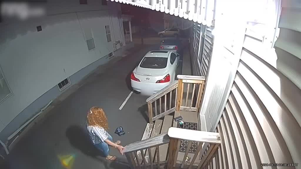 Woman Trips Over Stair And Falls After Banging Her Head Into Door ...