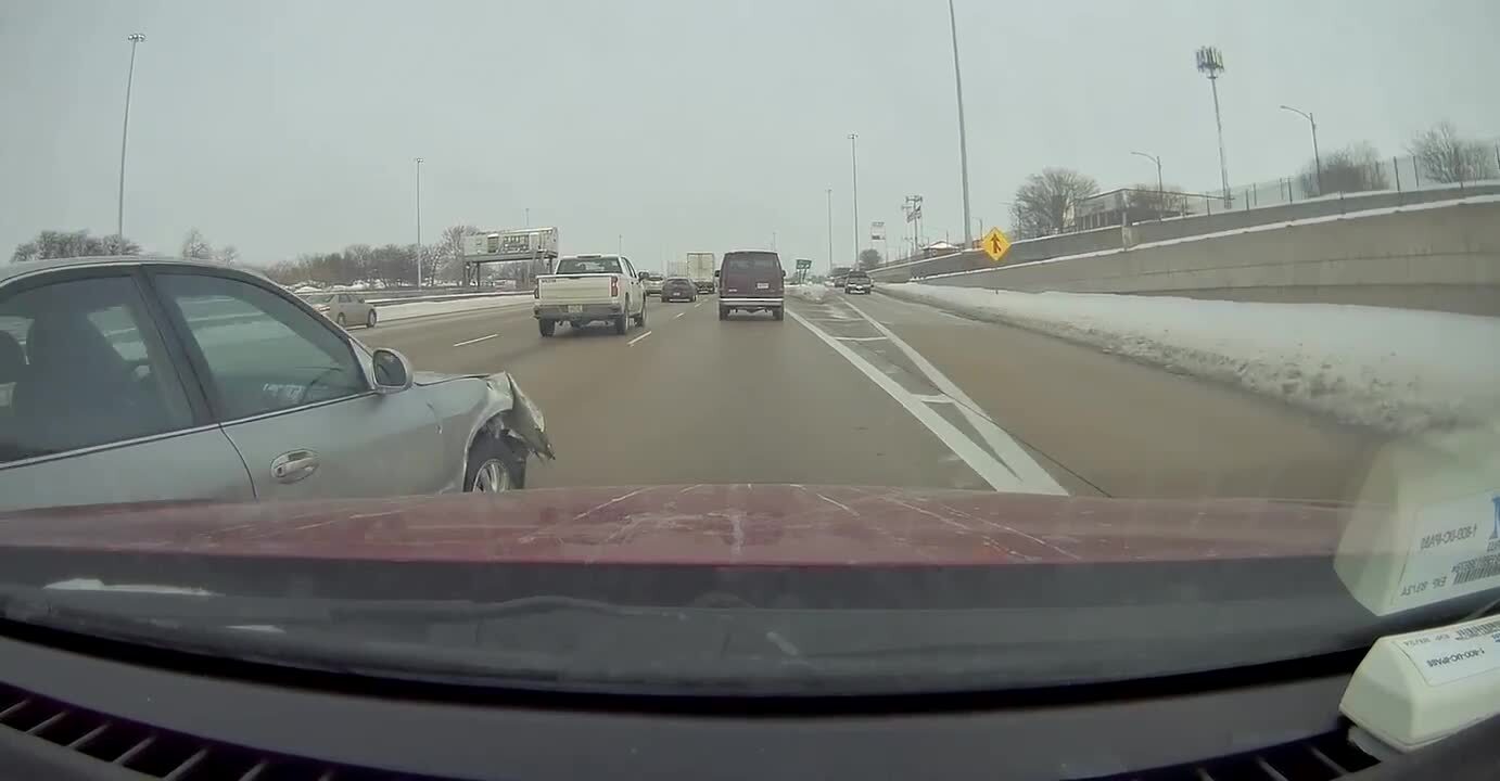 Car Crashes Into Curb Immediately After Side Swiping Another Vehicle ...