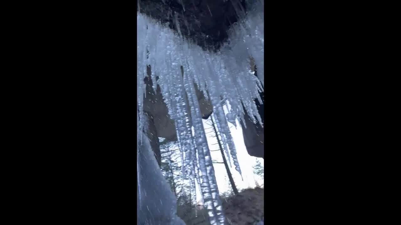 Person Witnesses Strange Phenomenon While Exploring Frozen Waterfall ...