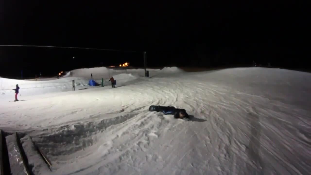 Fallen Snowboarder Nearly Gets Squished | Jukin Licensing