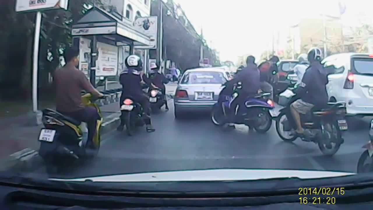Two Motorcycles Crash and Drivers Fight | Jukin Licensing
