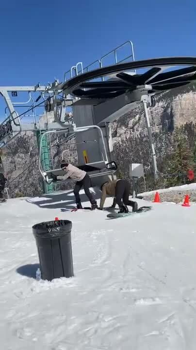 Two Guys Fall on Top of Each Other While Getting off Ski Lift | Jukin ...