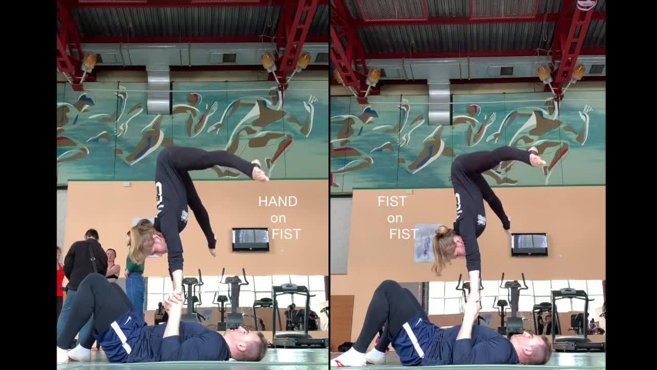 Partners Show Impressive Balance Skills While Performing Handstand On ...