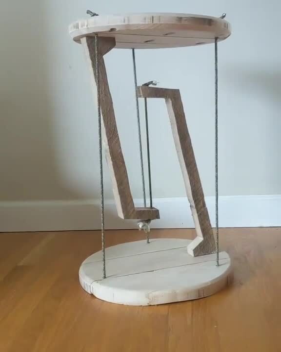 Person Balances Table Over Thin Ropes by Applying Physics Principle of ...